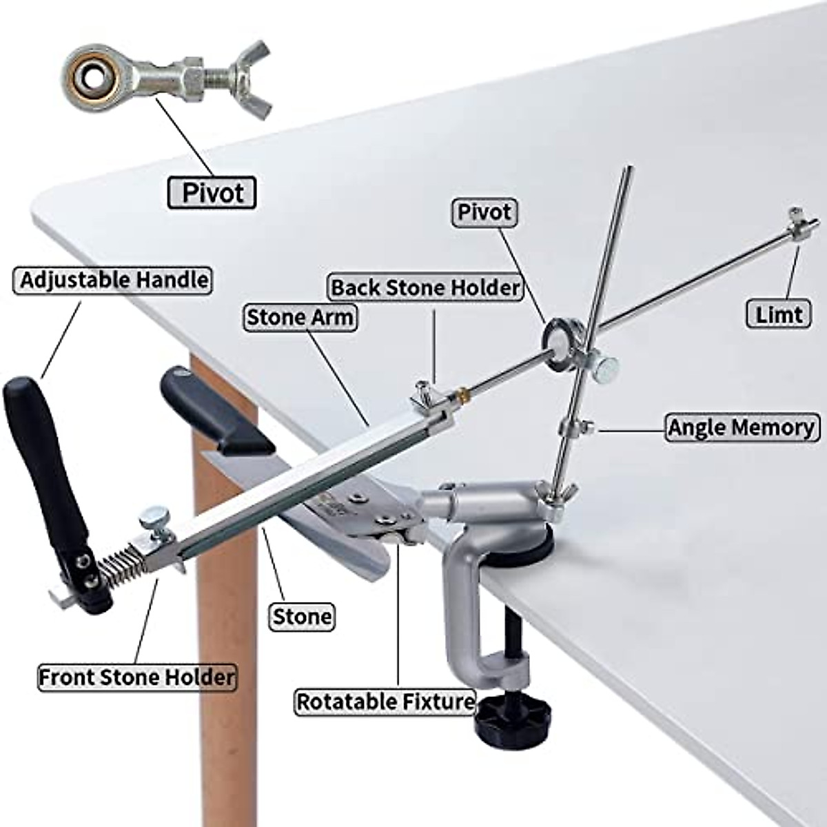 Knife Sharpener Professional Stainless Steel Kitchen Chef Knife Sharpener Home Knife Sharpening Kit Abrasive Holding System Tools (SET C)