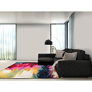 Home Dynamix Splash Mondrian Area Rug 19.6"x31.5", Abstract Black/Blue/Pink/Yellow