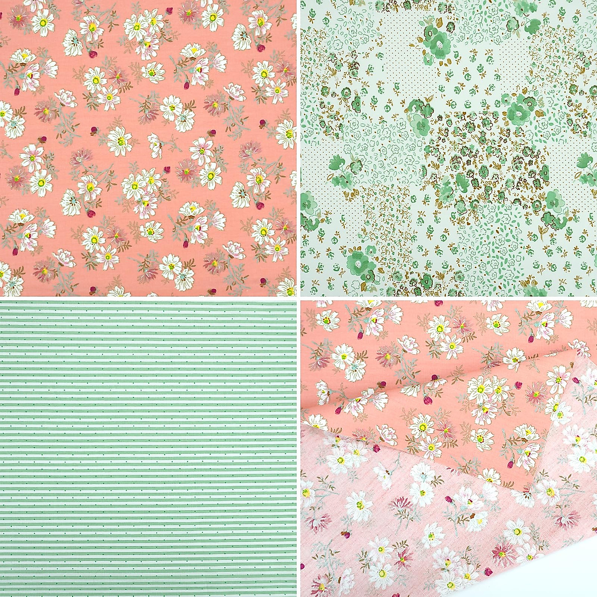 Mililanyo 7 Pieces Cotton Fabric 18 x 22 Inches Precut Patchwork Fabric Set Fat Quarter Bundles for Sewing Quilting Crafting (Peony Lily)
