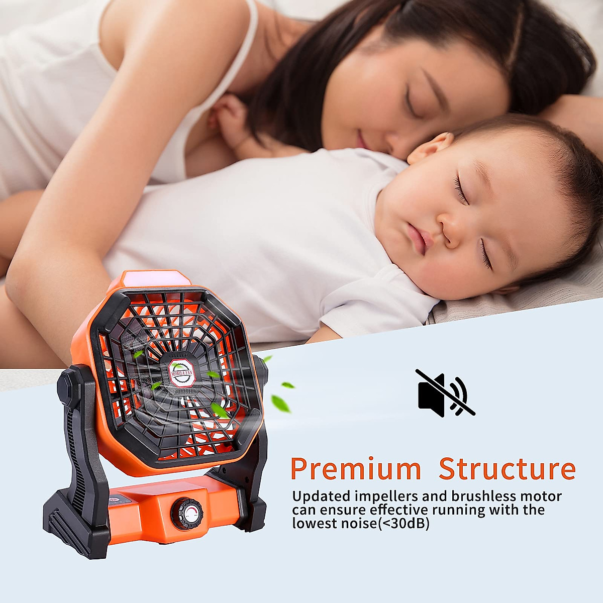 Nothers Outdoor Camping Fan with Led,Personal Usb Fan for Desk,Portable Fan USB Rechargeable,Battery Operated Fans for Home Cordless Fan for Tent,Travel,Bedroom,Table,Home,Canopy,Picnics with Hooks