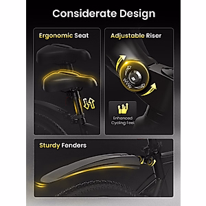 Heybike Electric Bike for Adults,750W Peak Brushless Motor,up to 40Miles,22mph Max Speed Electric Mountain Bike,480WH Removable Battery Ebike,27.5'' Tires, 7-Speed and Front Suspension