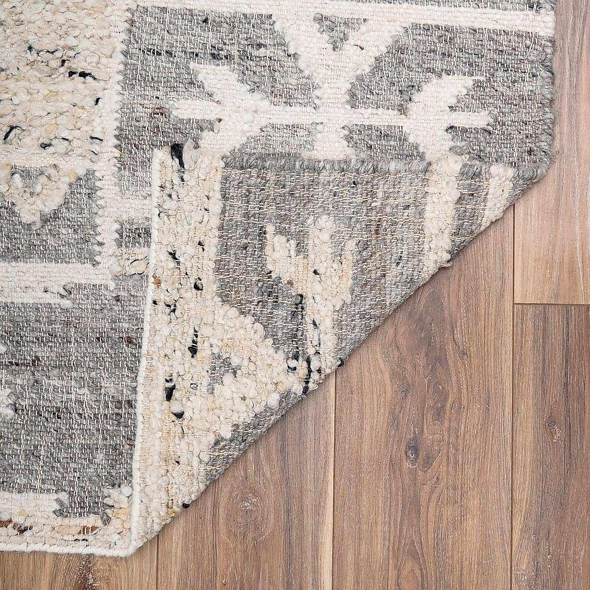 Hauteloom Andop Wool Living Room, Bedroom Area Rug - Bohemian, Transitional - Cream, Gray, Charcoal - 8' x 10'