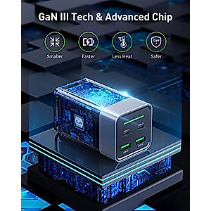 120W USB C Charger, LDNIO 4 Ports GaN III Fast Desktop Charger with 2 USB-C +2 USB-A, PD 100W Power Adapter for MacBook Pro/Air, iPad, iPhone 14/14 Pro Max/14 Plus, Galaxy 22/21, Steam Deck and More