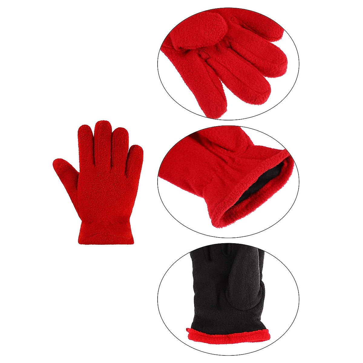 SATINIOR 3 Pairs Kids Fleece Winter Gloves Warm Full Fingers Gloves for Boys Girls Snow Outdoors Activities Supplies(5-8 Years,Red, Navy Blue)