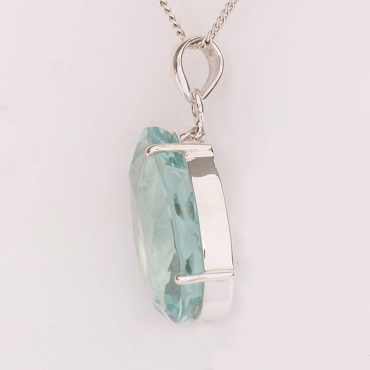 GEMHUB 90 Carat Sky Blue Color Aquamarine Gemstone Pendant Without Chain, Fine Pear Cut Sterling Silver 1 Piece Pendant Without Chain