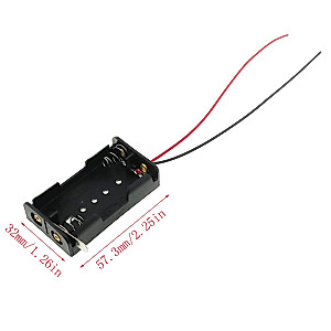 E-outstanding 4-Pack Plastic Battery Case 2x1.5V AA Battery Holder with Wire Leads Spring Clip and Closing Switch, Black