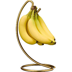 Homeries Banana Holder Modern Banana Hanger Tree Stand Hook for Kitchen Countertop, Brushed Brass Banana Stand