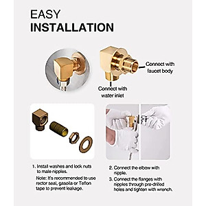 2 PCS B-0230-K Wall Mount Faucet Installation Kit - for T&S B-0230 Style 1/2‘’ NPT Faucets Replacement Include 2 PCS 1/2" NPT Short Elbows, Nipples, Lock Nuts, Washers - Brass