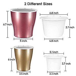 HEMOPLT Plant Pots - Self Watering Pots for Indoor Plants - 5" / 6.7" Planters for Indoor Plants - Pack of 6 Flower Pots - African Violet Pots - Orchid Pot - Gold - Silver - Rose Gold
