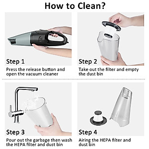 Handheld Vacuum Dust Busters Cordless Rechargeable, AEWHALE Hand Vacuum Cordless 10000PA High Power with LED Light, Portable Home & Car Mini Vacuum, Wet/Dry Car Vacuum Cleaner(Black)