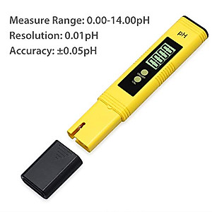 PH Meter for Brewing Water Quality Tester Hydroponics Aquarium RO System Pools, 0-14PH Automatic Temperature Compensation 0.01pH Accuracy, 0-60 Celsius, 3 Packs with Calibration Solution