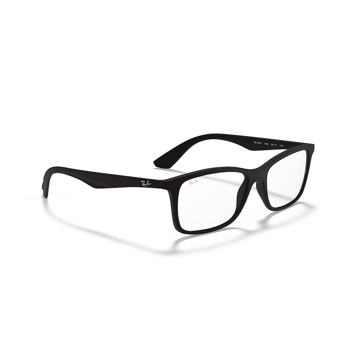 Ray-Ban RX7047 Rectangular Prescription Eyeglass Frames, Matte Black/Demo Lens, 54 mm