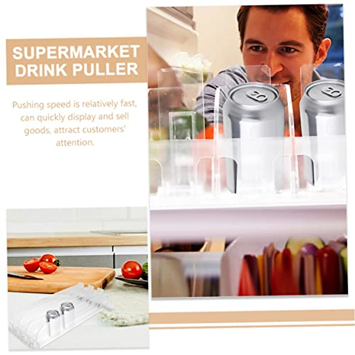 Plastic Organizer Clear Water Bottle Clear Water Bottles 3pcs Shelf Pusher 35c Pusher White Drinks Plastic Water Bottles Cosmetic Fridge Bottle Organizer