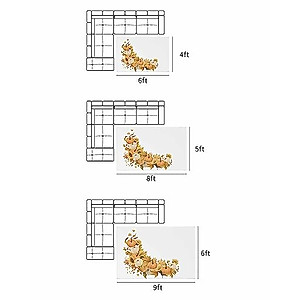 Teamery Outdoor Rug Fall Thanksgiving Maple Leaves Sunflowers Area Rug, Easy Cleaning Waterproof Outdoor Plastic Straw Rug for Patio Decor Backyard Deck Picnic Camping Living Room, 5x8 Feet