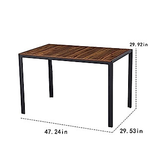 Dining Chair Set for 4 1 Wood Top Casual Coffee Table 4 Leather Chairs with Cushions and High Backs