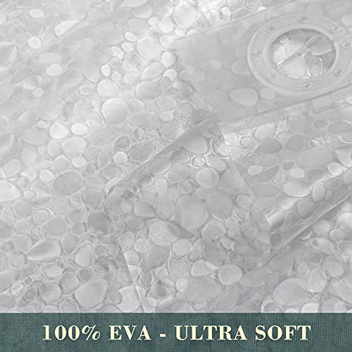 ABLUEN No Hook Shower Curtain or Liner - 8G Heavy Duty Cobblestone Bathroom Shower Curtain No Hooks Required, Waterproof Plastic & PVC Free, Standard Size 71 x 74, Pebble