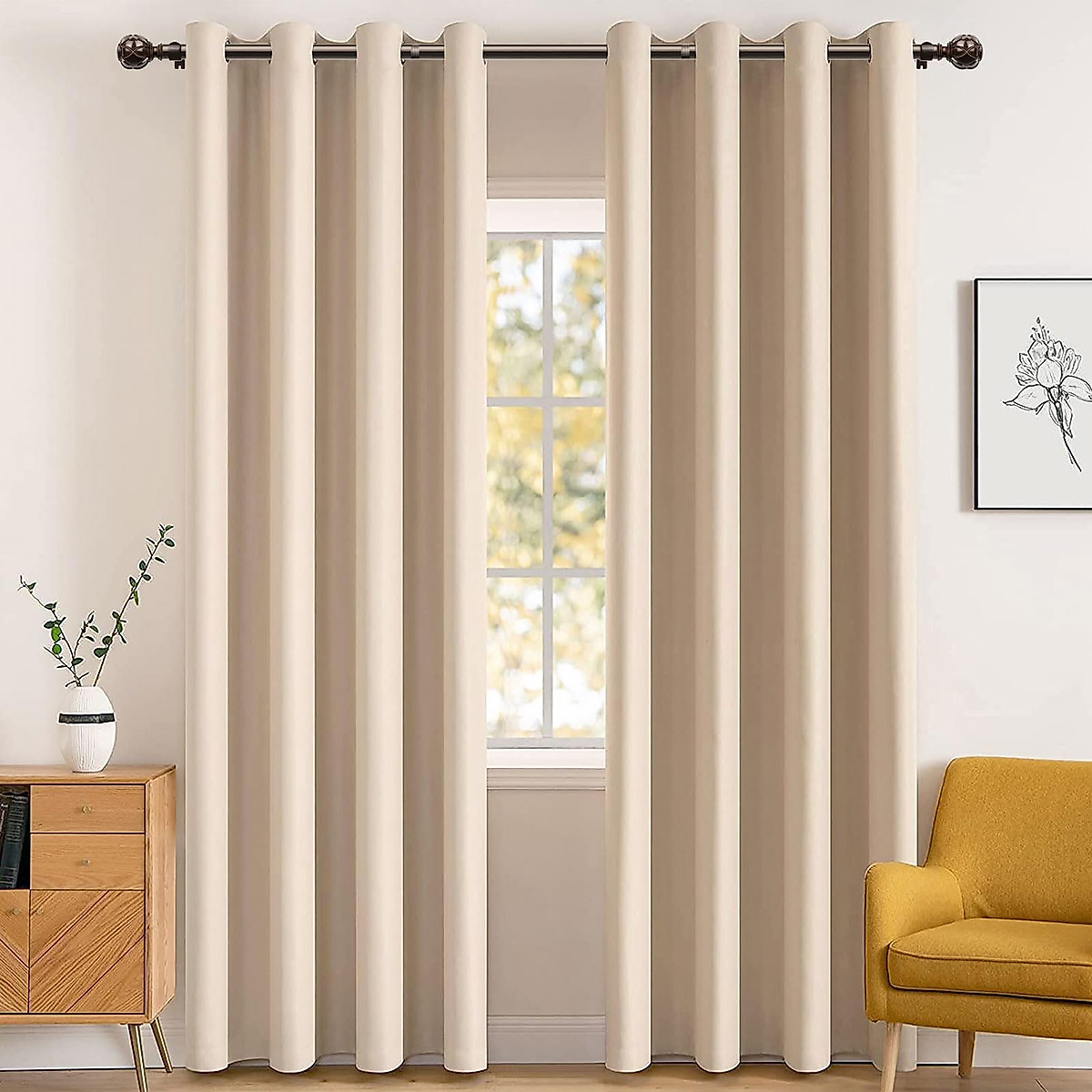 KAMANINA Single Curtain Rod 32 to 58 Inch(2.6-4.8Ft), 7/8 Inch Antique Bronze Adjustable Drapery Rod for Windows, Decorative Netted Texture End