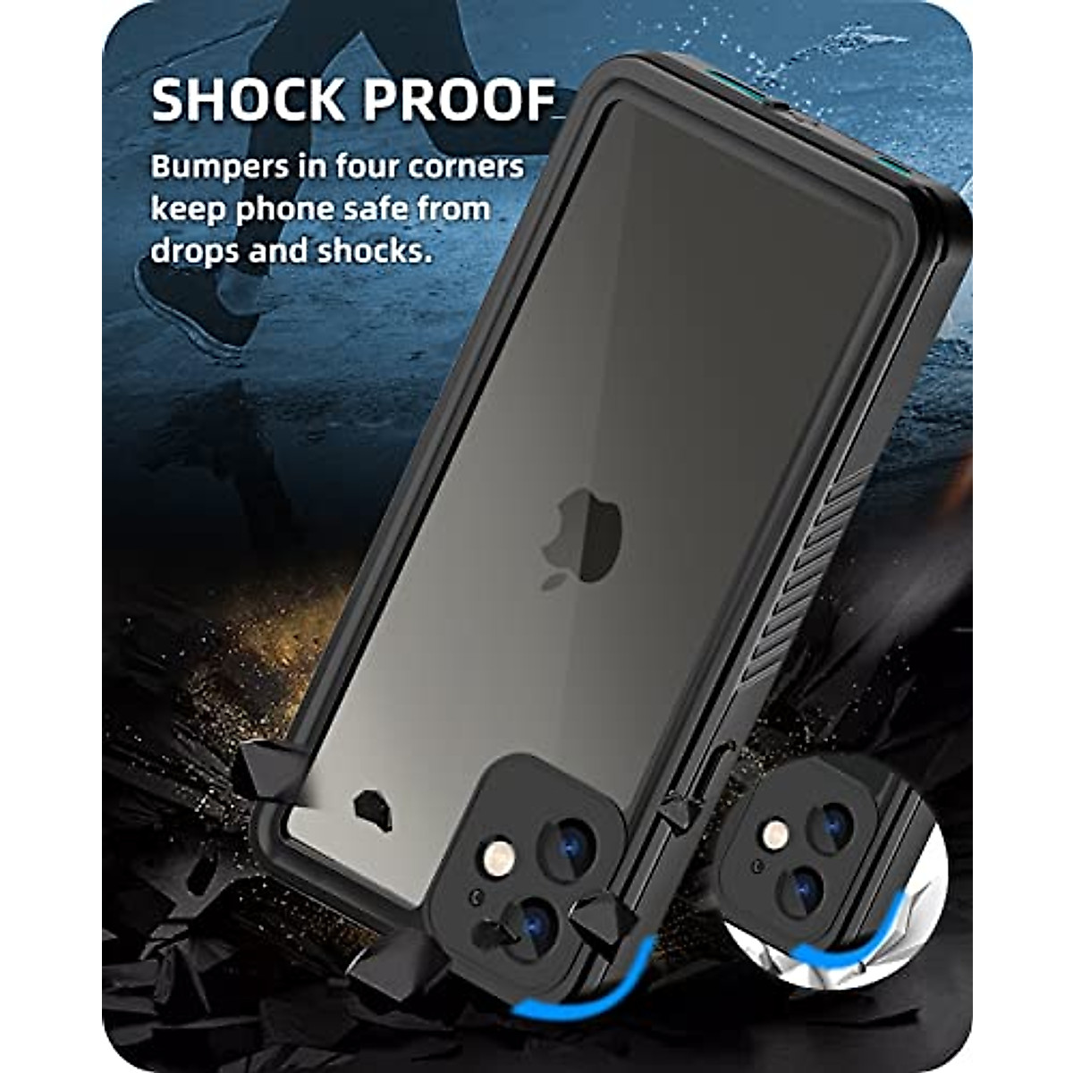 WIFORT iPhone 11 Waterproof Case - Built-in Screen Protector Water Resistant Cover Protective Drop Protection Hard, Shockproof Full Body Defender Tough Military Grade - 6.1" Teal