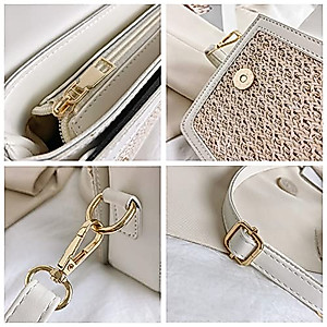 OWGSEE Straw Crossbody Bags for Women, Summer Straw Purses and Handbags Shoulder Clutch Bag for Vacation (Beige)