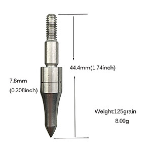 AMEYXGS 12 Pack 100/125/150 Grain Screw in Field Point Archery Bullet Points Stainless Steel Arrow Tips for Targeting Practice (125 Grain)