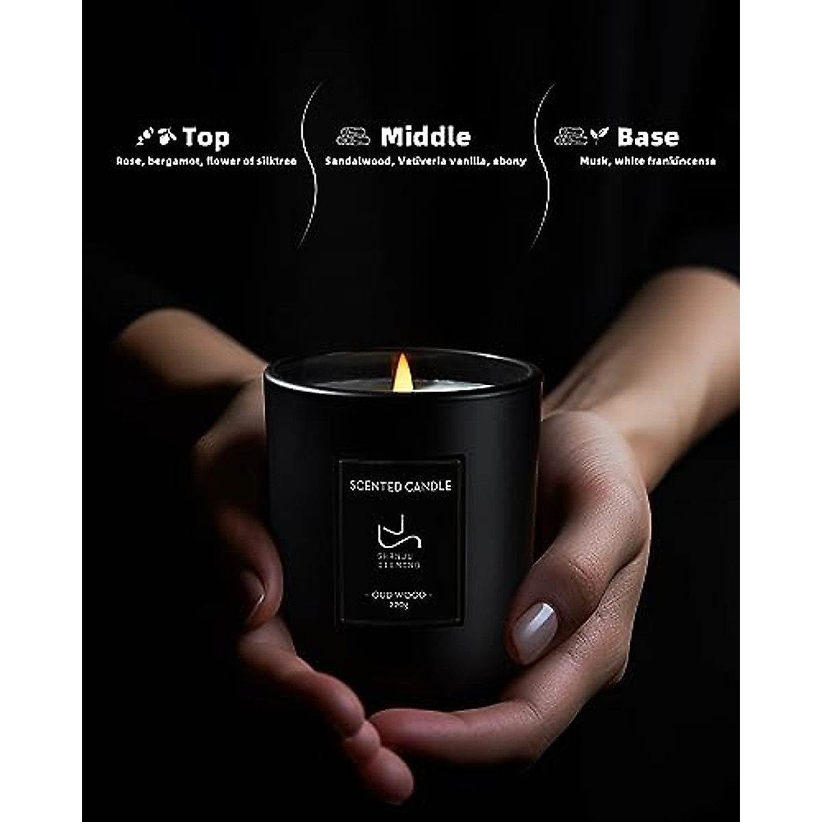 Oud Wood & Rose Scented Candles Gift Set,8oz 55h,Luxury Woody Sandalwood Candles for Home Scented Candles Gift Set,Long-Lasting Soy Candles, Aromatherapy Candles Gift for Women & Men