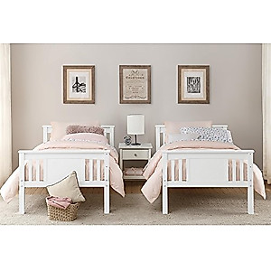 Dorel Living Dylan Kids Bunk Beds, with Guard Rail and Ladder, Wood, Twin Over Twin, White