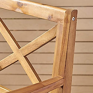 Christopher Knight Home Short Outdoor Acacia Wood Barstools, Teak Finish and Green (Set of 4)