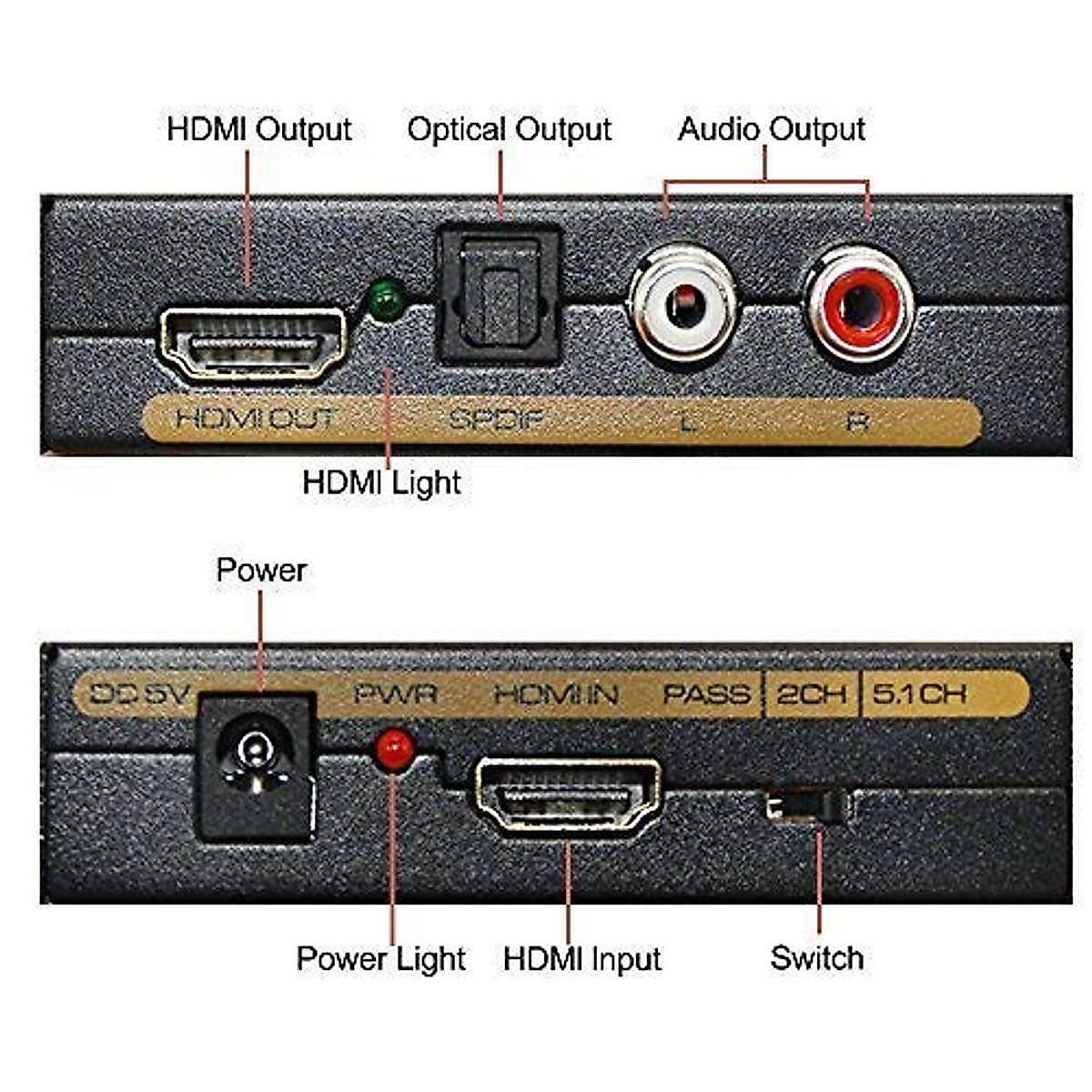 AGPtek HDMI to HDMI + SPDIF + RCA L/R Audio Extractor Converter (HDMI Input,HDMI+ Audio Output)