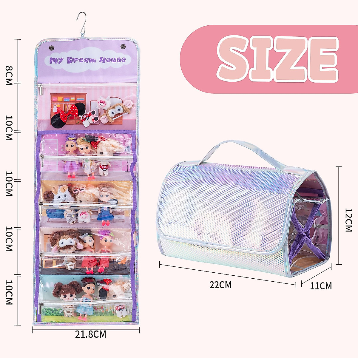 NAKOCO Toy Storage & Display Case, Travel Carrying Storage Organizer 5 Clear View Case