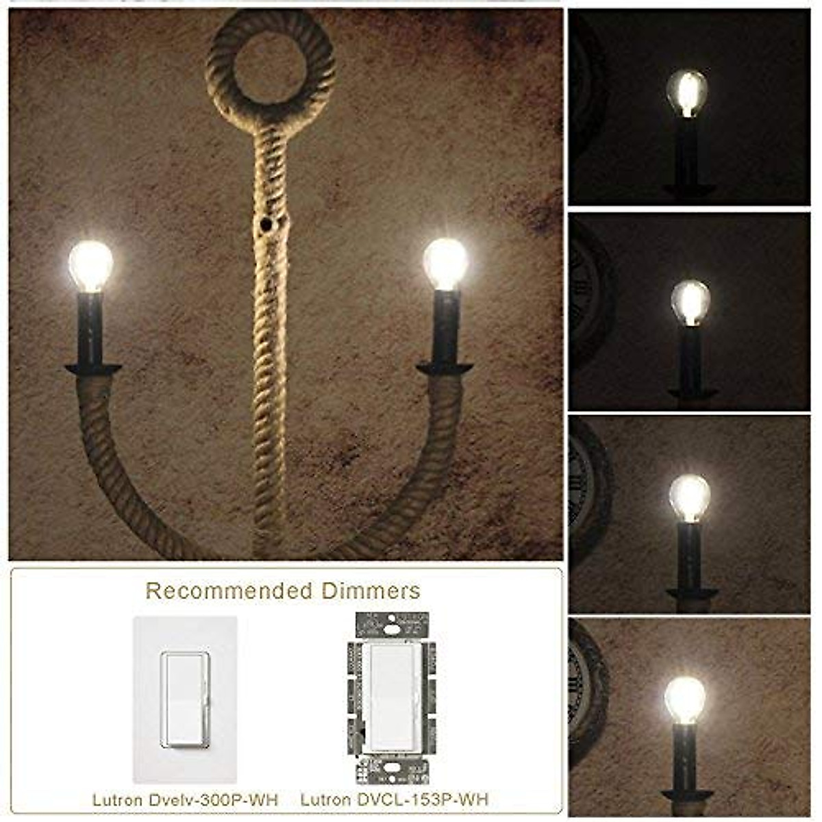 CRLight 2W LED Candelabra Bulb 25W Equivalent Warm White 2700K 250LM, Dimmable E12 Vintage Tiny G14(G45) Edison LED Globe Bulb, Chandelier Vanity Mirror Light Bulbs, 8 Pack