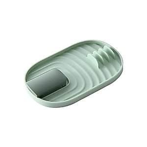Spoon Rest Kitchen Utensil Holder Cutting Board Organizer Foldable Pot Lid Spoon Holder and Eco-friendly Pot Lid Stand for Spoons Lids Spatula Tongs Upgrade Hanging and Drip Pad Design (Green)