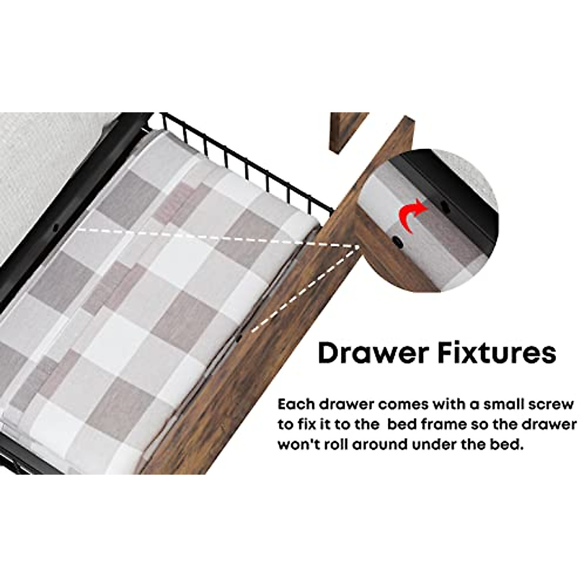 LIKIMIO Queen Bed Frame with Storage, Adjustable Headboard and 4 Drawers, Sturdy and Practical, No Noise, No Box Spring Needed, Easy Assembly, Vintage Brown