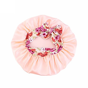 Wide Band Kids Satin Bonnet Cap,Silky Bonnet for Curly Hair,Baby Girls' Hair Wrap for Sleeping
