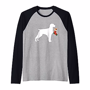 Brittany Christmas Stocking Stuffer Dog Raglan Baseball Tee