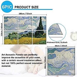 JBER Art Acoustic Panels Decorative, 6 Pack Acoustic Panels Art for Wall Decoration with Self Adhesive, Suitable for Recording Studio, Home Soundproof Wall Panels, 72x48inch (WHEAT FIELD AND CYPRESS)