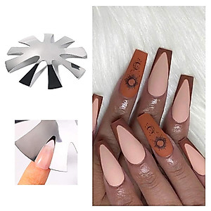 Silver Acrylic French Nails Nail Cutter Almond Shape Tips Manicure Edge Trimmer Pro 9 Size Easy French Smile Cut V Line Easy French Cutter Nail Art Tool Kit Acrylic Nail Tools