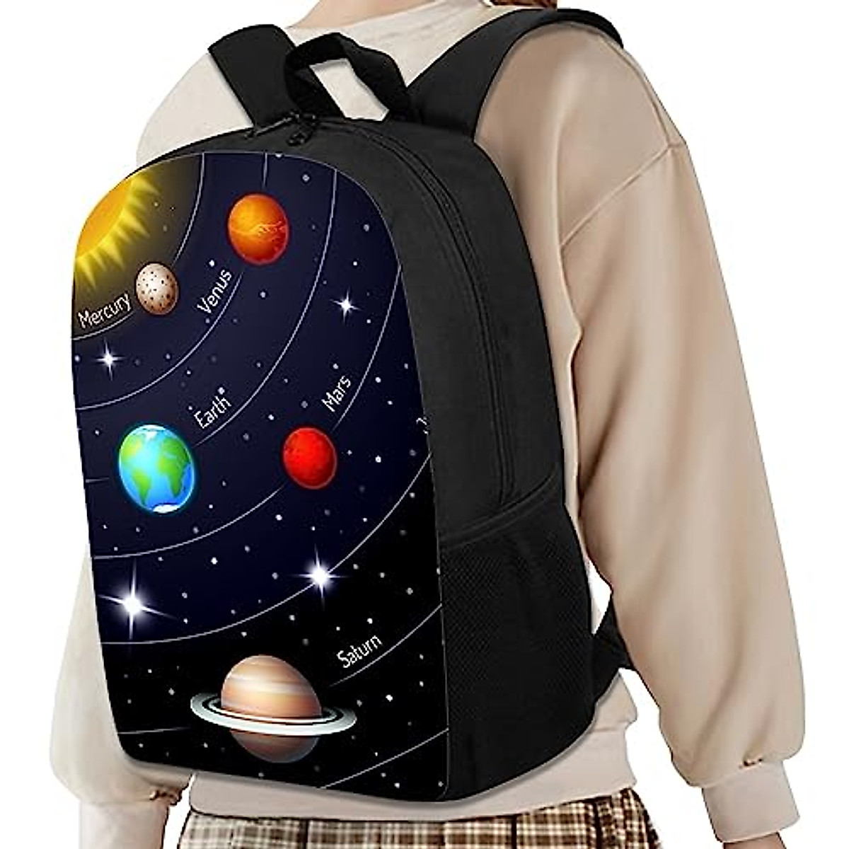 Mumeson Space Planet Backpack Daily Casual Backpacks Satchel for Travel School Large 17 Inches Rucksack Daypack for Girls Boys Backpack with Lunch Bag Messenger Tote Bag Pencil Bag 3 Pack