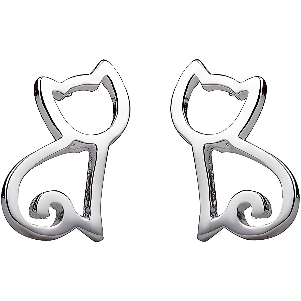 ERZA SCARLET S925 Sterling Silver Cat Stud Earrings for Women - Hypoallergenic Hollow Out Cat Stud Earrings for Women