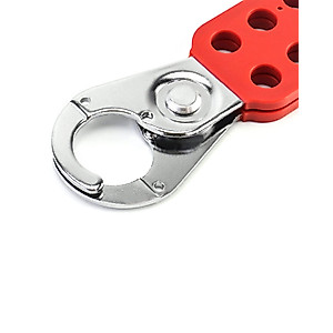 QWORK Lock Out Tag Out Hasp, 6 Pack Tamper-Proof Stainless Steel Padlock Hasp with Extended Jaw, Red