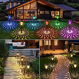 ENSLI Solar Pathway Lights, 8 Pack Bright Color Changing/Warm White Solar Lights Outdoor Waterproof Solar Garden Lights, Outdoor Lights Solar Powered Landscape Path Lights for Yard, Walkway, Lawn