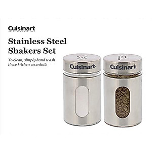 Cuisinart Salt and Pepper Shakers Set, 2.8 ounces - Easy to Fill Glass Salt and Pepper Shakers with Viewing Window - Great for Storing Salt and Pepper, Spices and Seasonings - Black