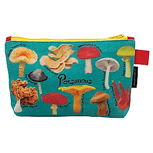 The Unemployed Philosophers Guild Mushroom Bag - 9" Canvas Zipper Toadstool and Nature Themed Pouch for Pencils, Tools, Cosmetics, Toiletries, and More