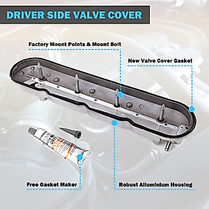 Valve Cover with Gaskets - Compatible with 1999-2010 4.8L, 5.3L, 5.7L, 6.0L, 6.2L Chevy Silverado, Suburban, Tahoe, Trailblazer, GMC Sierra, Yukon, Cadillac Escalade - Replace 12570427 264-965