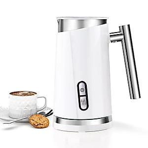 seydere Milk Frother and Steamer, Non-Slip Stylish Design, Hot & Cold Milk Steamer with Temperature Control, Auto Shut-Off Frother for Coffee, Latte, Cappuccino, Macchiato (white)