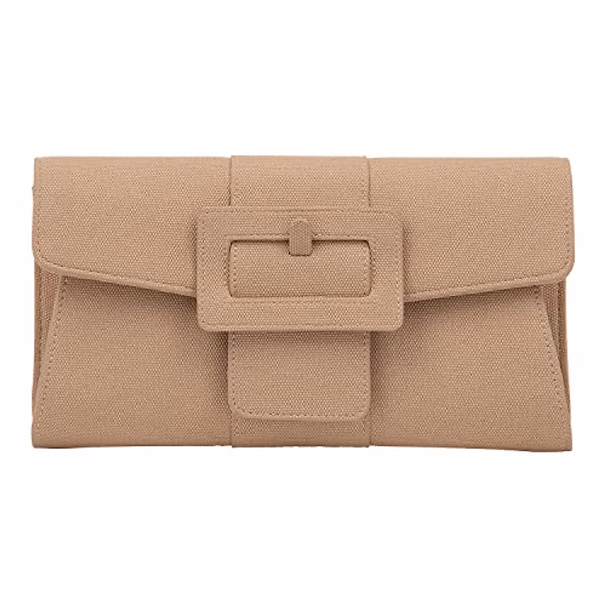 Synthetic Leather Belted Envelope Clutch, Beige1