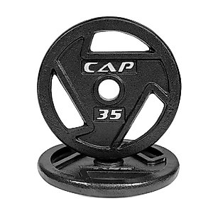 WF Athletic Supply Cast Iron 2-Inch Olympic Grip Plate for Strength Training, Muscle Toning, Weight Loss & CrossFit - Charcoal, 35LB, Set of 2