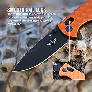 OKNIFE Rubato 3 Pocket Knife with 154CM Stainless Blade, Folding Knife for Camping, Hiking, Indoor and Outdoor Activities (Orange)