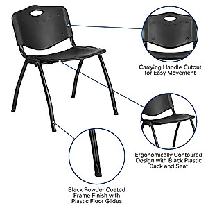 Flash Furniture HERCULES Series 880 lb. Capacity Black Plastic Stack Chair