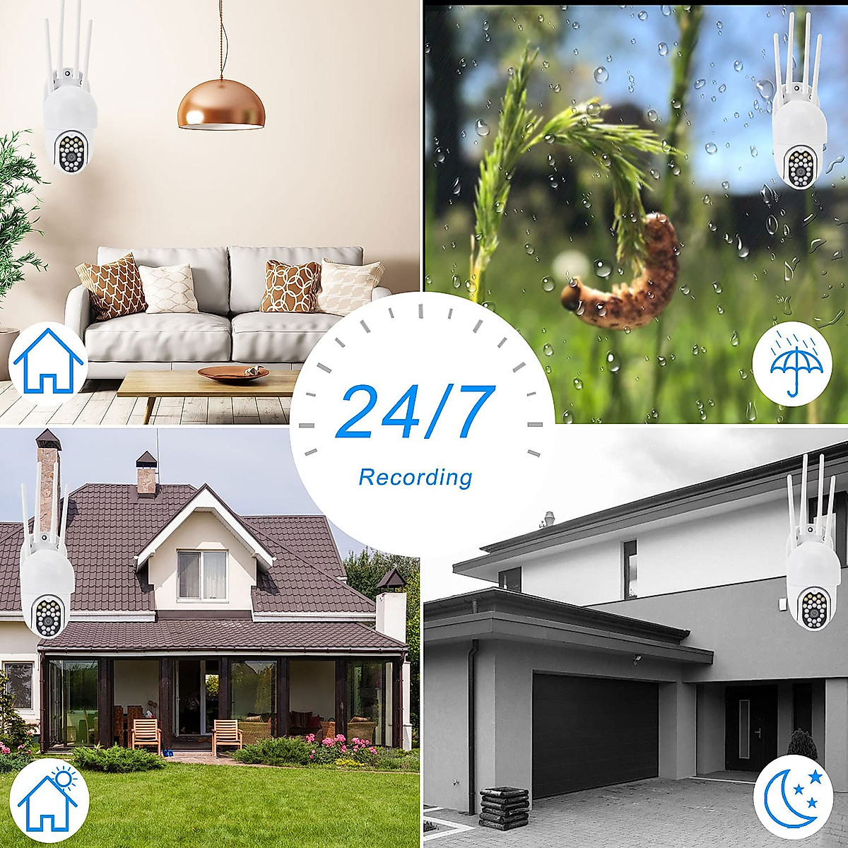 Borntechsz Tuya Smart Life Security Camera,3MP HD Wireless WiFi Home Surveillance Pan/Tilt 355° View Waterproof Full Color Night Vision, Human Detection,Auto Tracking