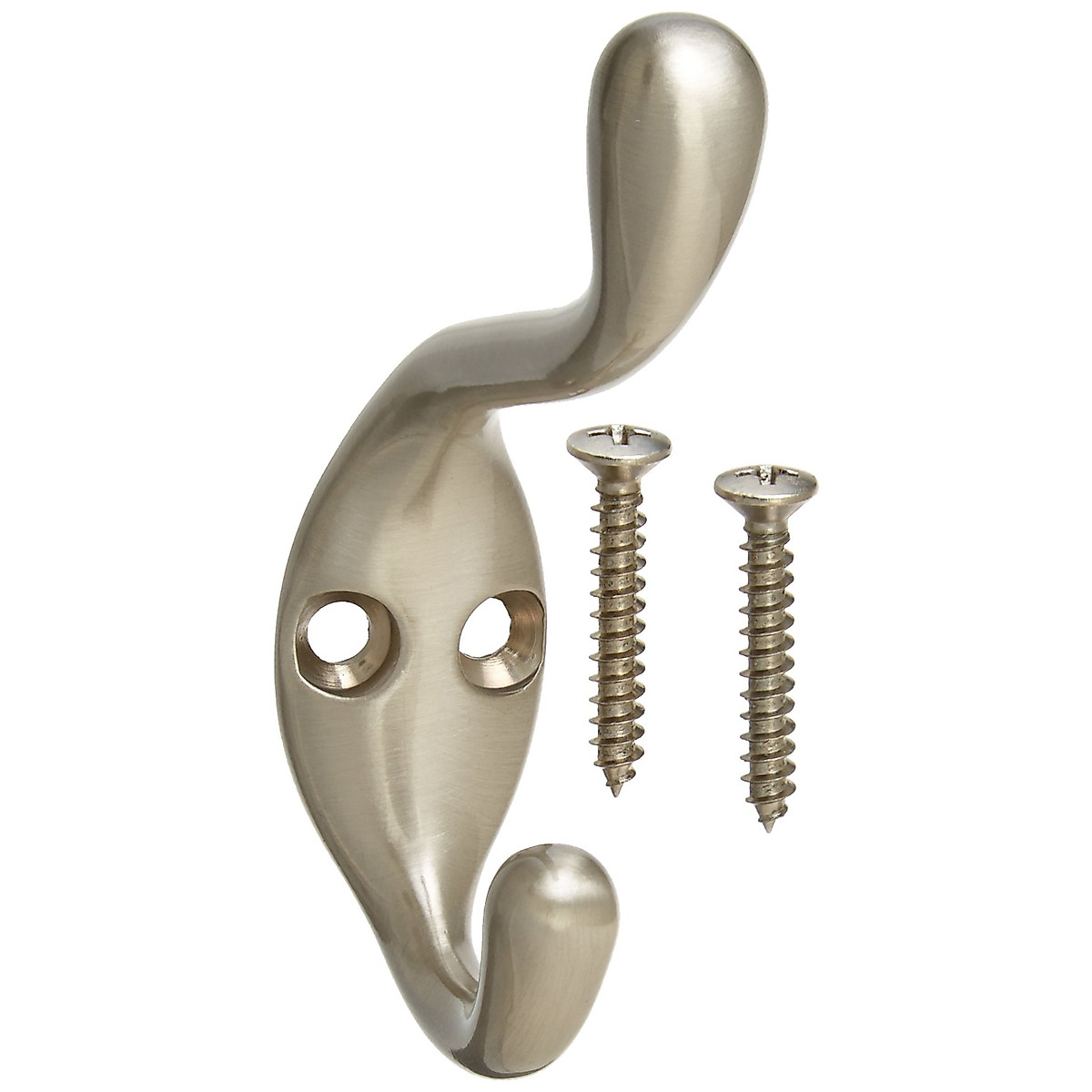 Amerock | Medium Coat Hook | Wall Mount | Satin Nickel | 1 Pack | Robe Hook | Towel Hook | Entryway Hook | Bathroom Hook